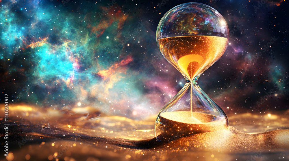 Time Distortion: An Hourglass with Surreal Glow and Suspended Sand ...