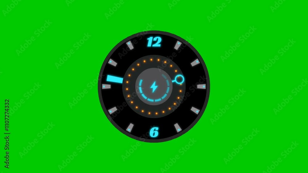 Smartwatch display clock design animation on a green screen showcasing ...