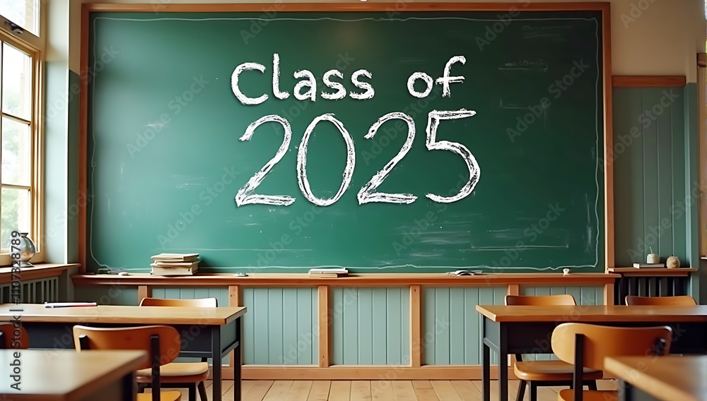 vintage-style classroom with a chalkboard featuring Class of 2024 ...