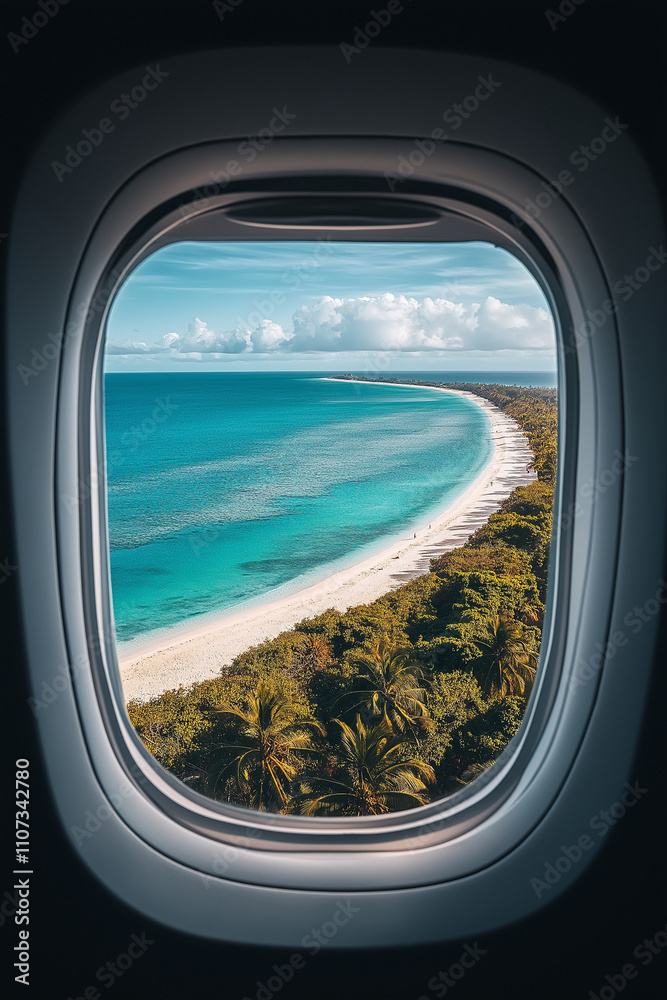 birds eye view view through commercial aircraft passenger vertical ...