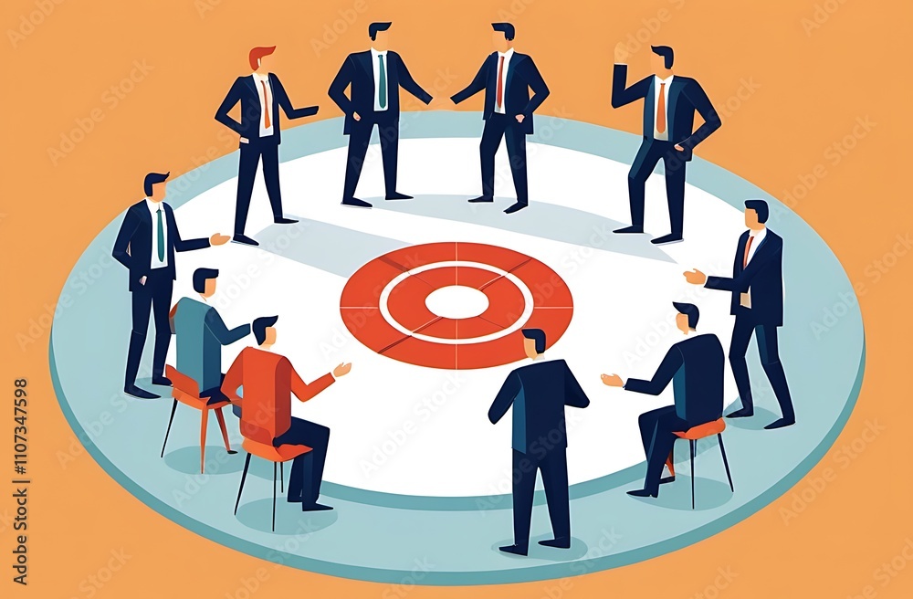 Dispute, Business team building target Business colleagues in a circle ...