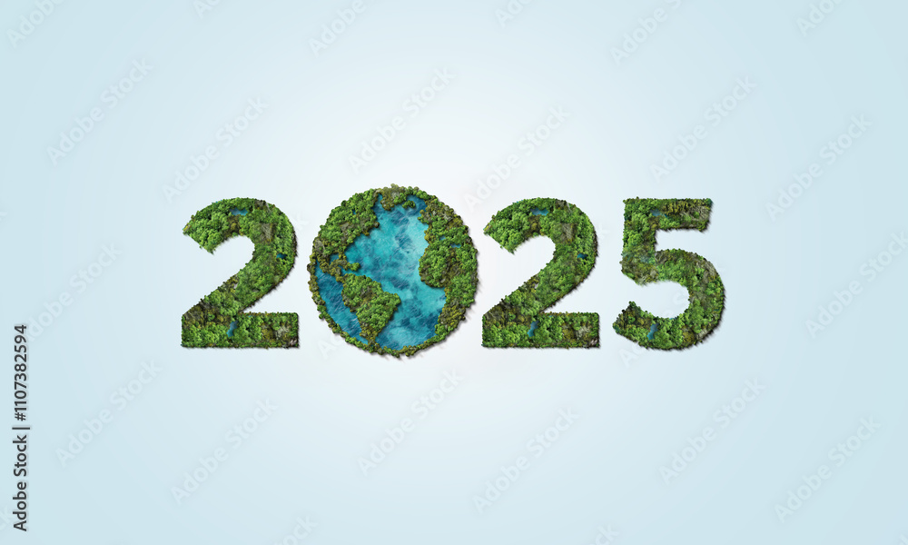 New Year 2025 green recycling and save our planet and earth environment ...