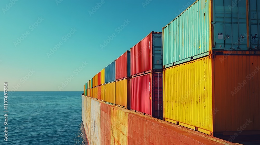 Massive container ship loaded with colorful shipping containers ...