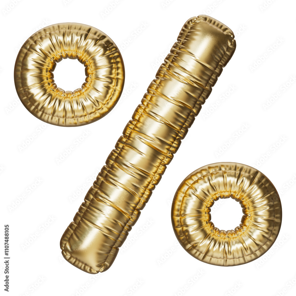 Percent sign. 3d symbol in the shape of a balloon, isolated on a ...