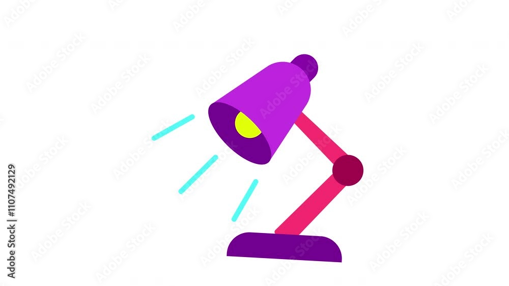 Animated study lamp icon . Seamless looping video with alpha channel on ...