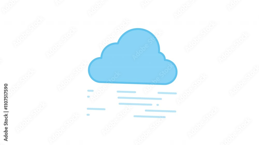 Animated icon of a foggy cloud, representing misty weather conditions ...