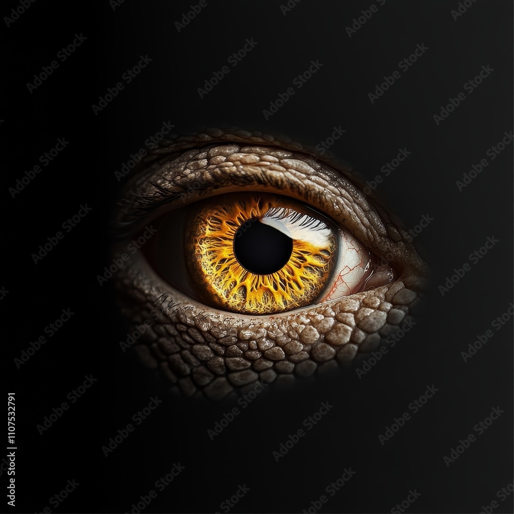 print of an eye snake-like eye with an elongated, vertical pupil ...