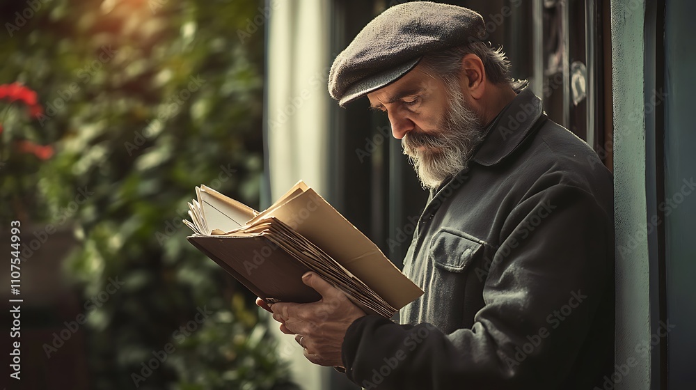 A vintage mailman delivering letters in an old-fashioned setting Stock ...