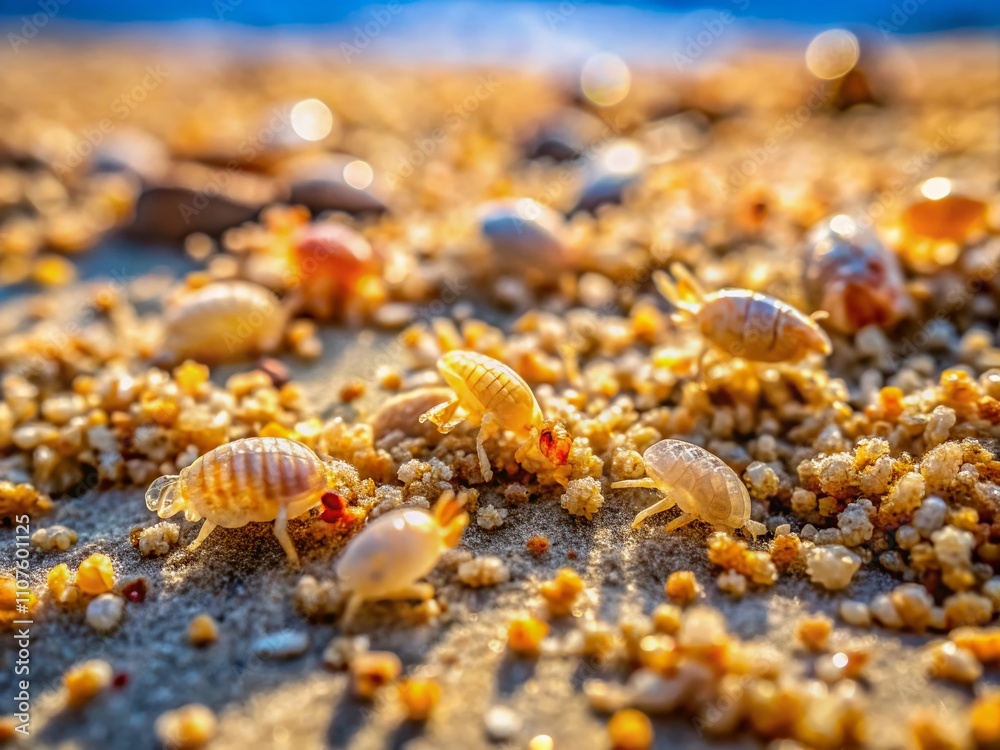 Captivating Close-Up of Sand Fleas on a Beach, Showcasing Their Unique ...