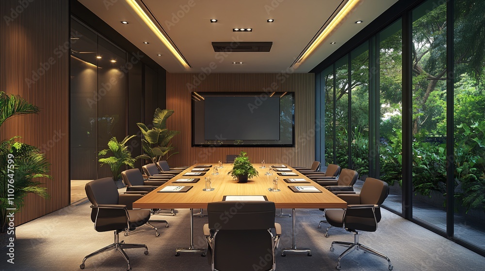 Visualization of a conference room with interactive displays, flexible ...
