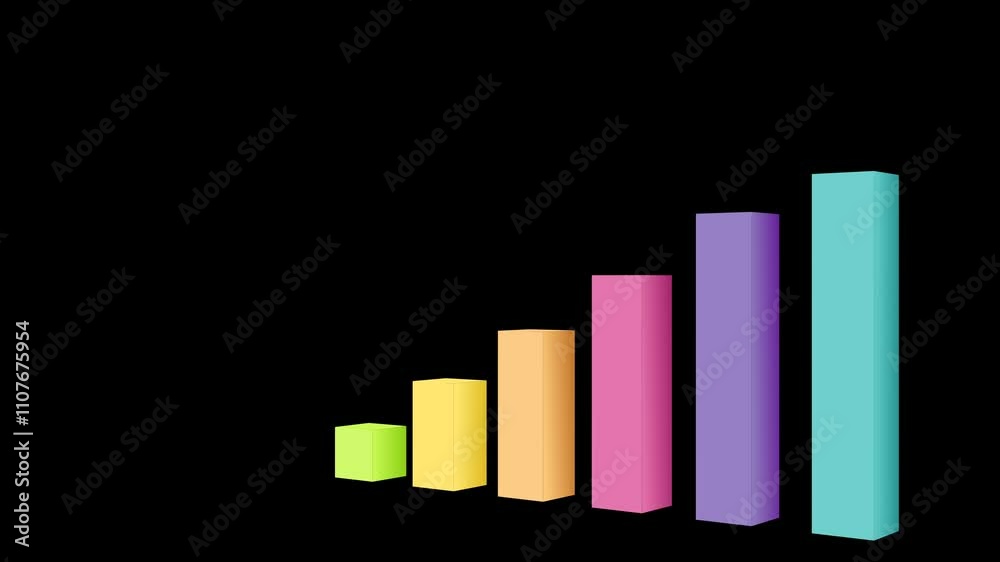 animated growth graph bars chart, 3d 6 bar business infographic with ...