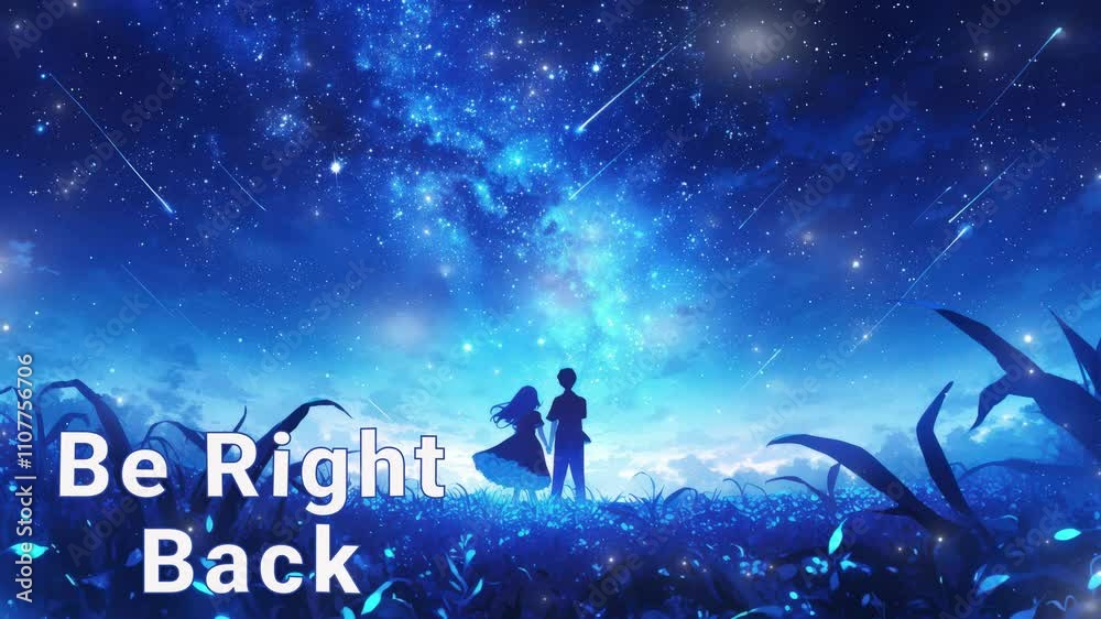 Characters unite under a starry, magical night sky. Be Right Back ...