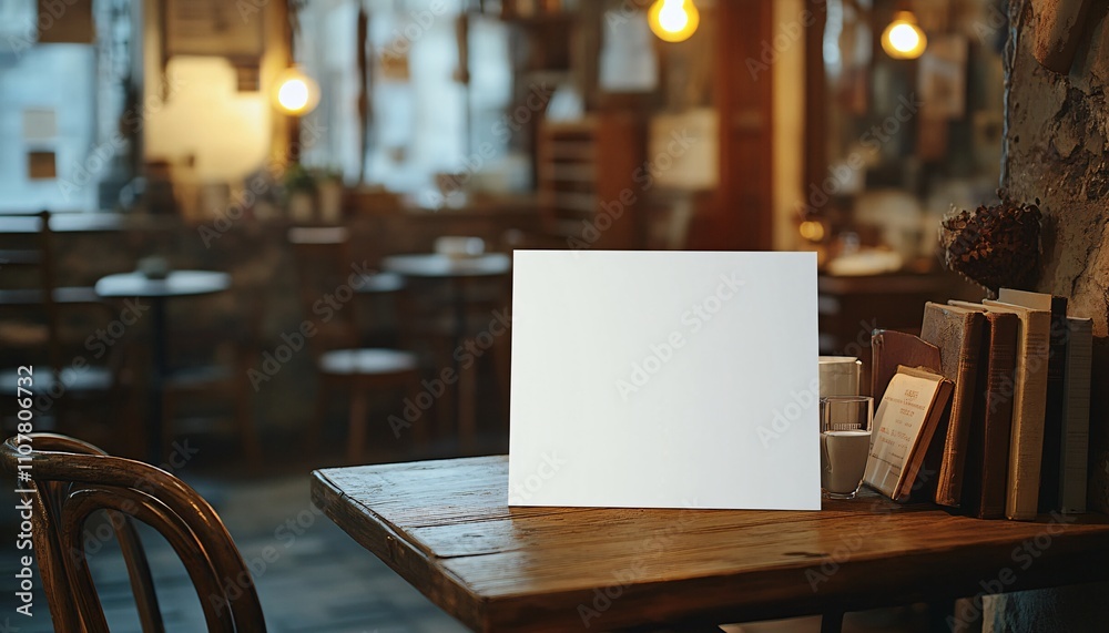 Menu poster mockup elegantly displayed on a quaint cafe table ...