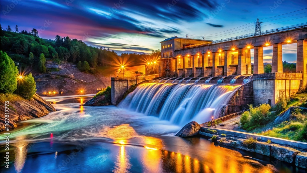 Hydroelectric Power Plant with Turbines at a Dam in Sherbrooke, Quebec ...