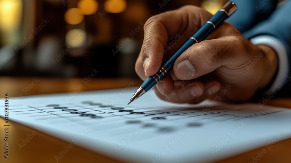 businessman marks checkboxes the survey form check marks on a checklist ...
