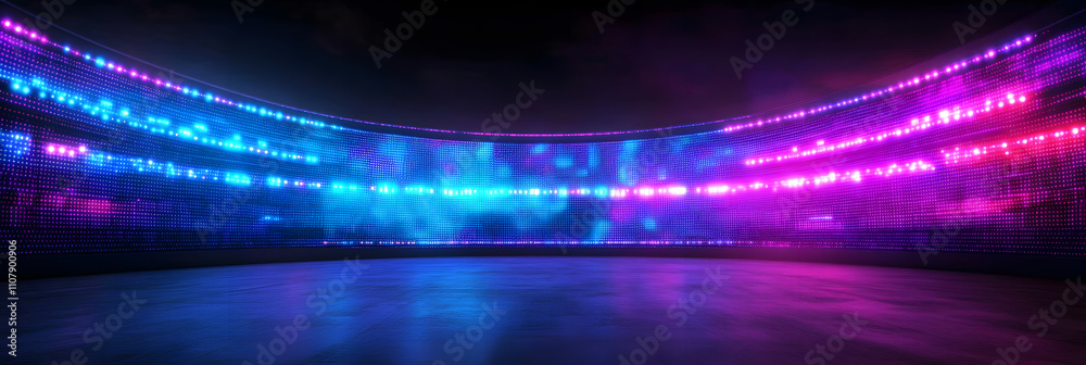 Authentic concave LED display for a wall or platform. Large TV display ...