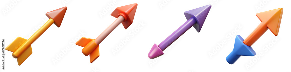 3D Arrow PNG Set Isolated on transparent Background: Sleek, Modern ...