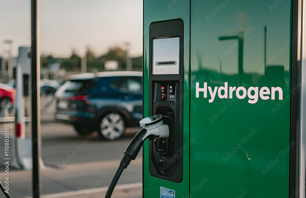 Hydrogen fuel station, showcasing a modern refuelling setup with clean ...
