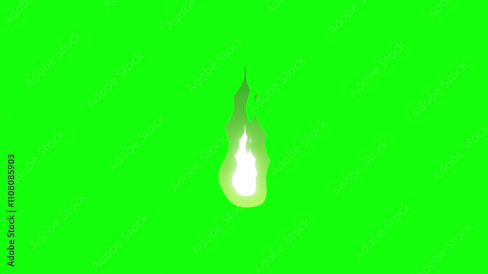 Green Fire Flame Animated on Transparent Background. 4K Loop Animation ...