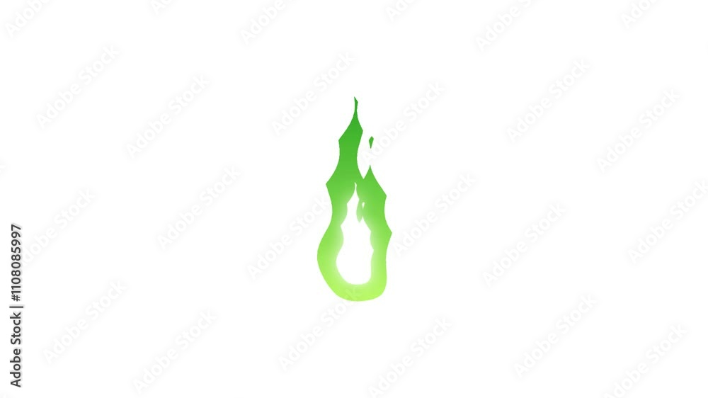 Green Fire Flame Animated on Transparent Background. 4K Loop Animation ...