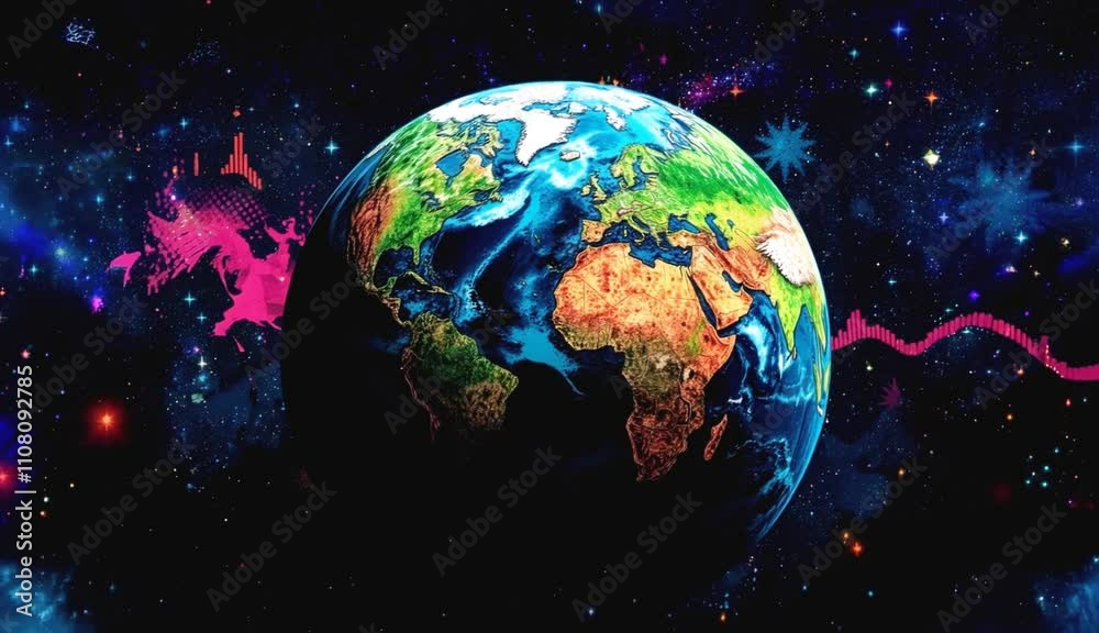 A clear and vivid image of the Earth's surface from a close distance ...
