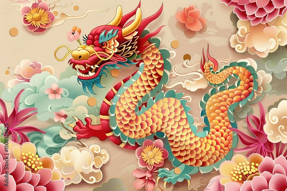 2025 Chinese new year, year of the dragon banner template design with ...
