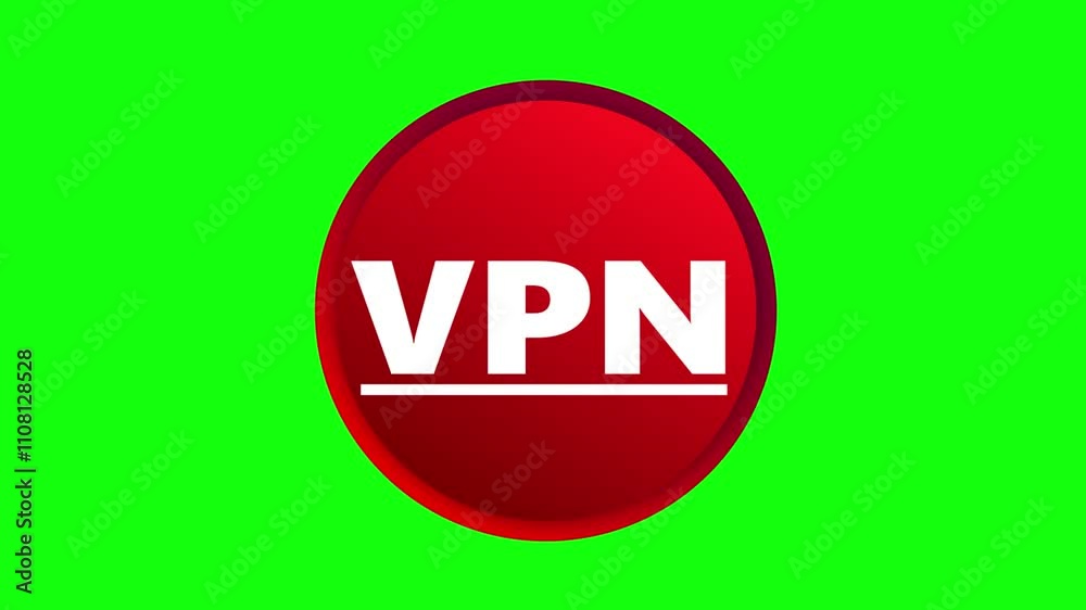 VPN digital icon appears as 4k animation on a green screen, virtual ...