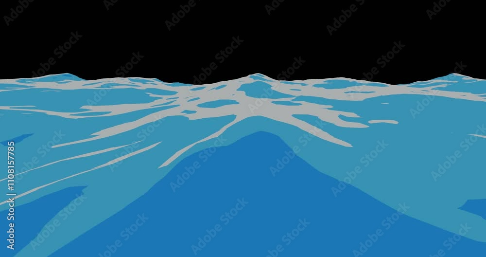 Relaxing Water Waves, Cartoon 2D water. Cartoon anime and manga-style ...