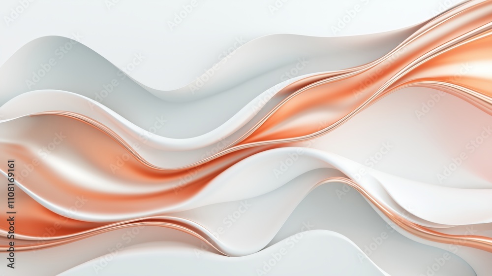 Elegant flowing white and rust waves background with smooth curves and ...