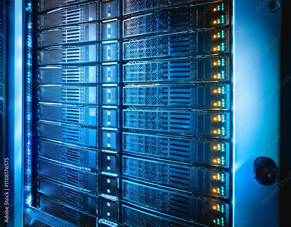close up of a computer server rack in a data center the image shows ...