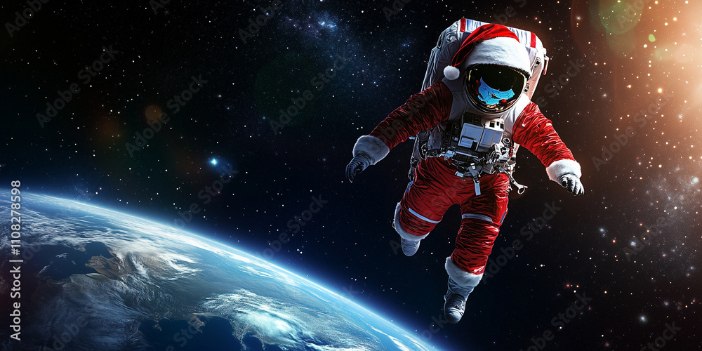 Santa Claus Astronaut Flying in Space Luxury Decoration for Celebrating ...