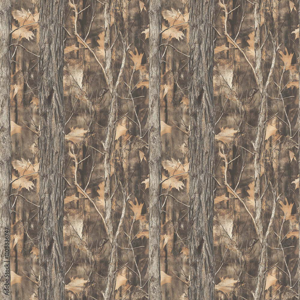 Realistic Woods Camo Pattern with Autumn Leaves and Light Gray Tones ...
