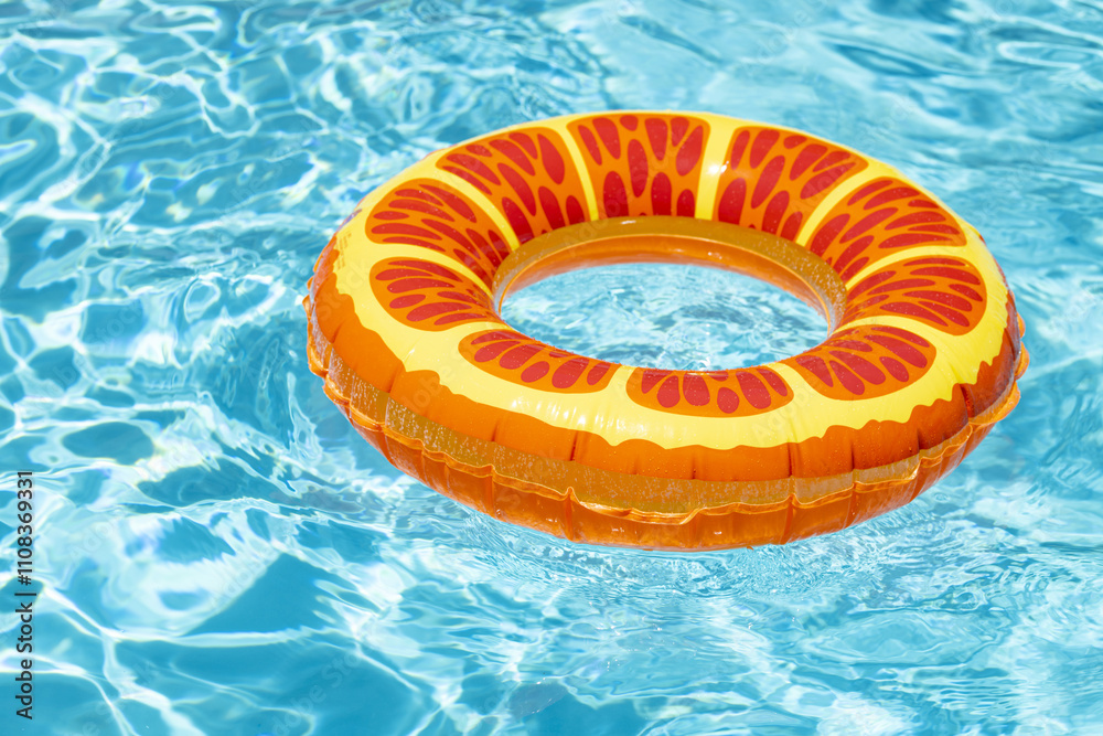 Ring float in swimming pool. Summer background. Summer backdrop ...