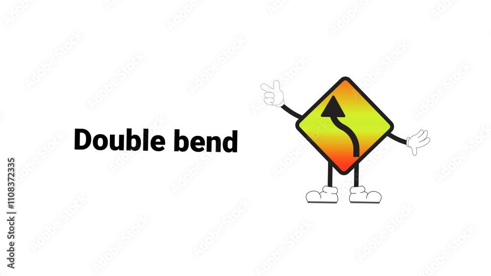 Animated double bend sign with cartoon characters, perfect for ...