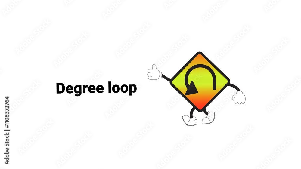 Animated degree loop sign with cartoon characters, perfect for ...