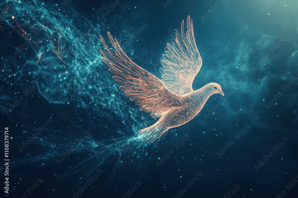 Artistic and textual portrayal of the holy spirit symbolized by a dove ...