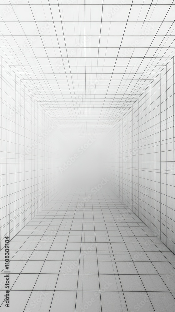 Minimalistic Black and White Background with Single Perspective Grid ...
