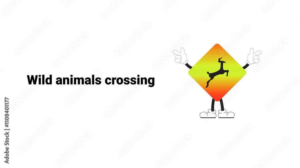 Animated wild animal crossing sign with cartoon characters, perfect for ...