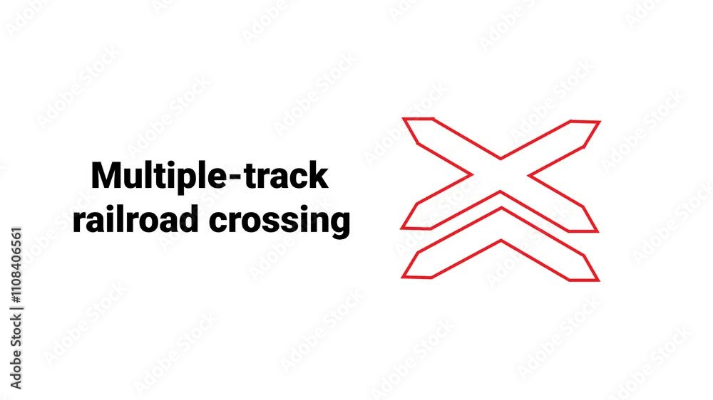 Animated multi track railroad crossing sign with cartoon characters ...