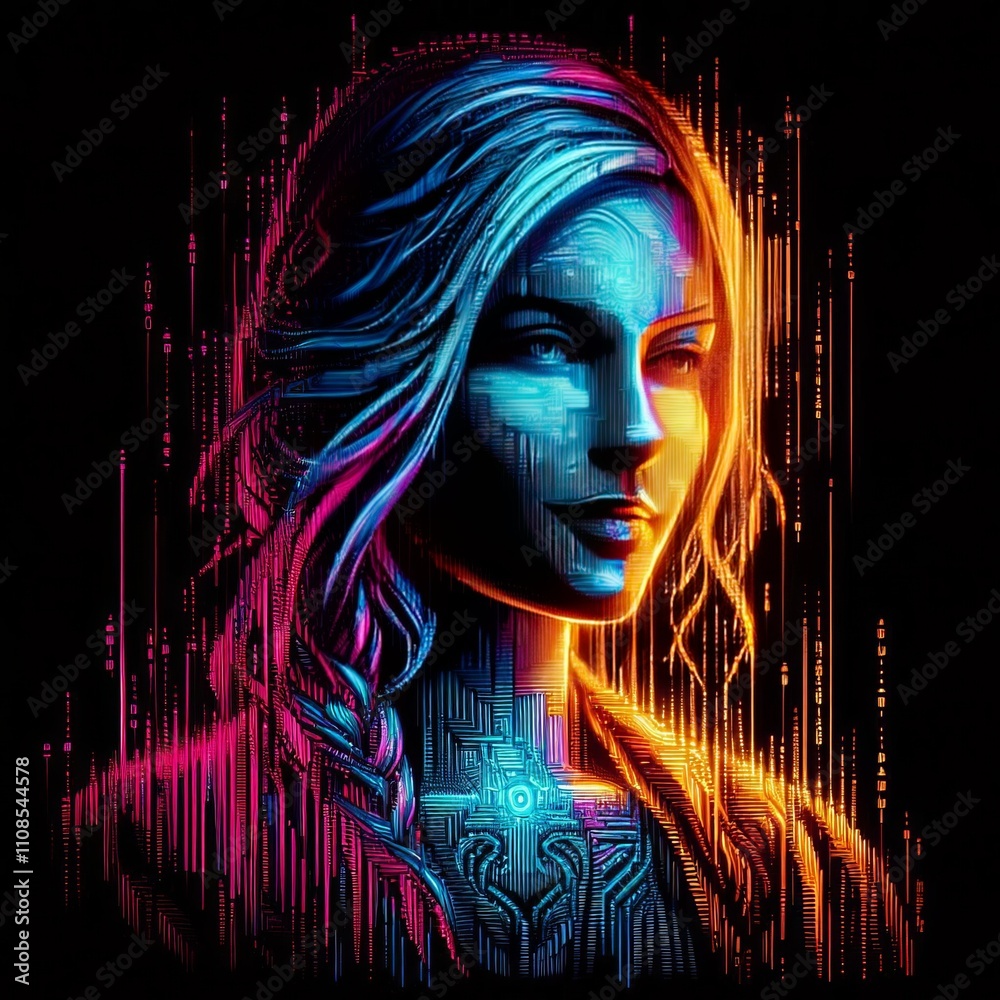 115 Luminogram Silhouette ASCII Art Details Woman's silhouette c Stock ...