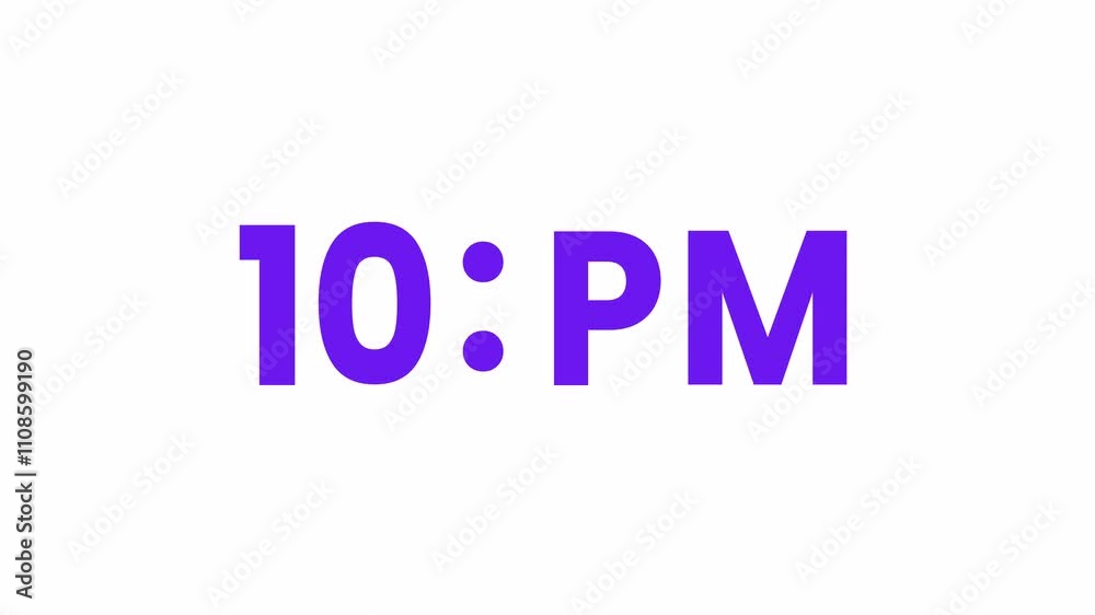 10 PM Animated Text. Alpha matte with transparent background 4K ...