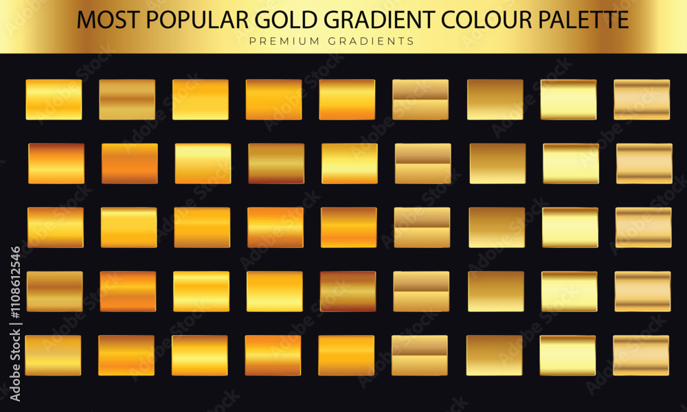 Luxury gold gradients collection vector. Golden gradients set of ...
