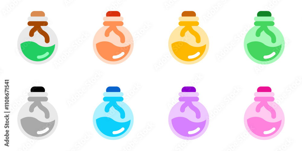 Editable magic potion, mana vector icon. Video game, game elements, RPG ...