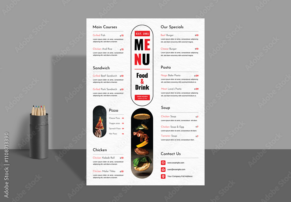 Clean Food Menu Template Stock Template | Adobe Stock