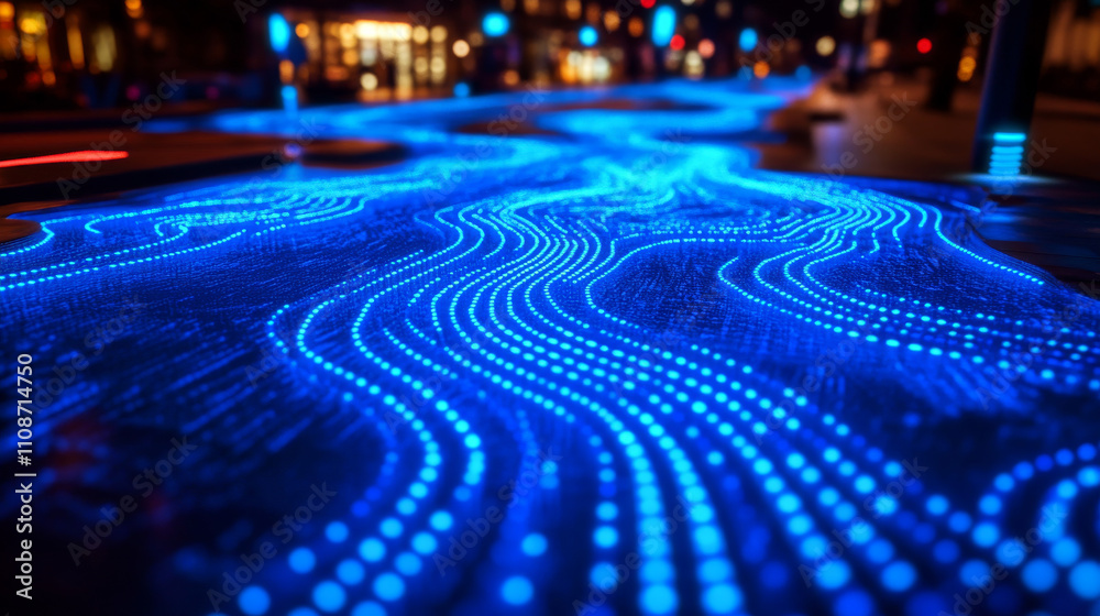 Wi-Fi light effect, blue neon signal sensor waves internet wireless ...