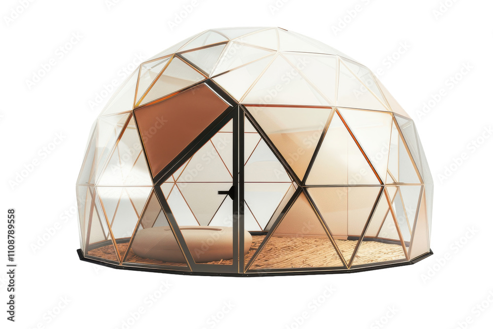 Transparent geodesic dome structure designed for modern outdoor living ...