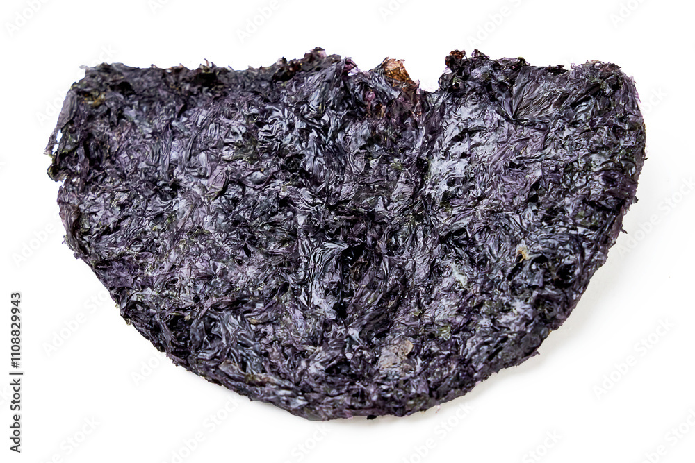 Dried seaweed (Dried laver) half-circle shape isolated on white ...