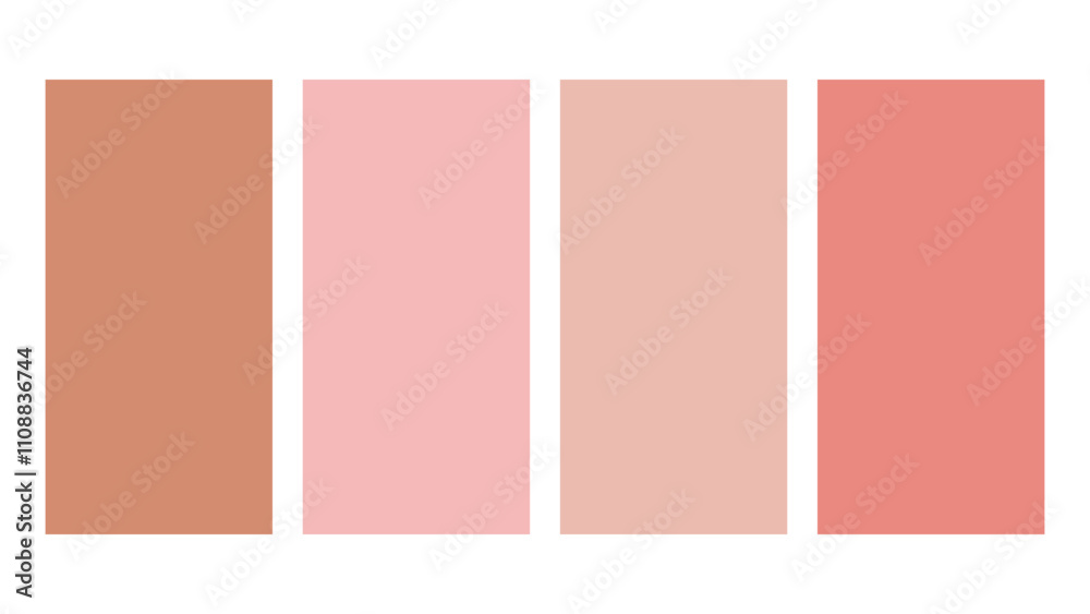 Burnt Sienna, Rose Quartz, Dusty Rose, Coral color palette. Set of ...