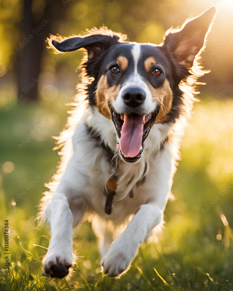 dog running, grass field, joyful dog, active canine, running dog ...