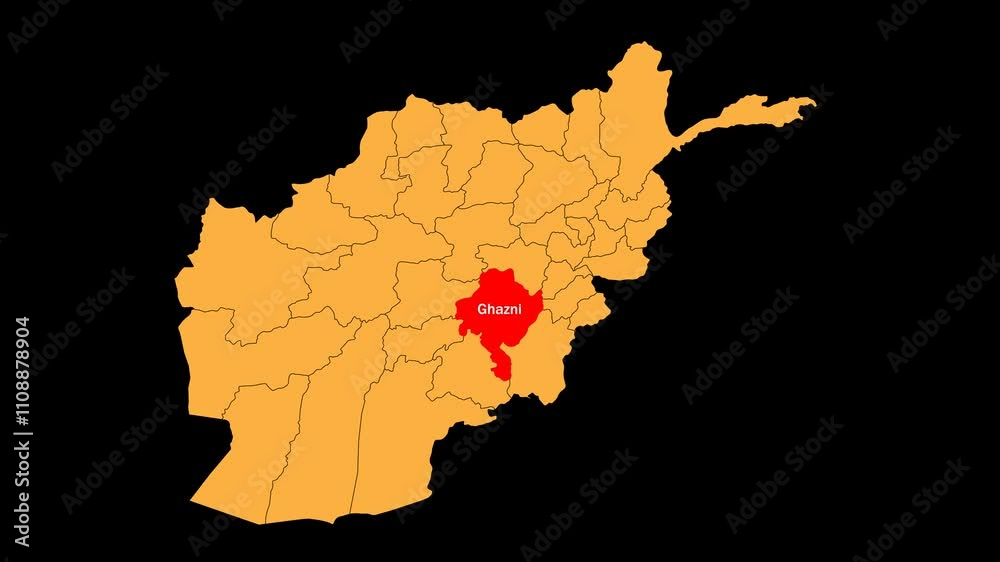 Ghazni map animated video. The location is highlighted on the ...